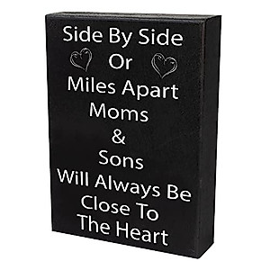 JennyGems Mom Gifts from Son, Mom and Sons Will Always Be Close to the Heart Wooden Sign and Wall Decor, Made in USA