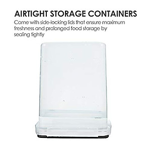 Large Food Storage Containers 5.2L / 176oz, Vtopmart 4 Pieces BPA Free Plastic Airtight Food Storage Canisters for Flour, Sugar, Baking Supplies, with 4 Measuring Cups and 24 Labels, Black