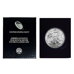 2005 - U.S. Silver Eagle in Plastic Air Tite in Magnet Close Black Gift Box - Gem Brilliant Uncirculated Dollar Uncirculated US Mint