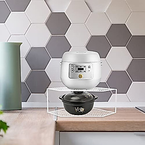 SHERCHPRY 2-Tier Corner Storage Shelf Metal Wire Cabinet Corner Shelf Organizer Plates Dishes Spices Rack Kitchen Cosmetics Makeup Organizer Holder for Home Pantry Bathroom