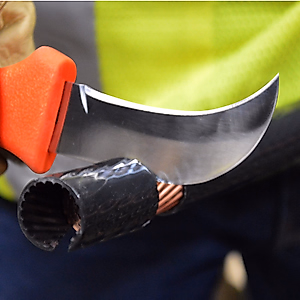 Jameson 32-70-O-2PK Hawkbill Cable Splicer Skinning Knife with Orange Handle 2-Pack