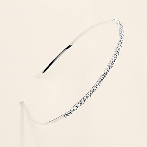 Small Silver Rhinestone Headbands for Wedding Brides, Classy Women Girls Hair Styling Accessories, Gift Hair Band for Mom Teen Toddler Girl Stuff, Headdress Decor, Back to School Outfits, 1 Pack