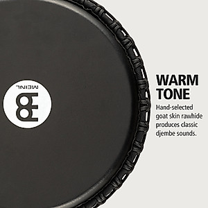 Meinl Percussion ADJ7-L African Style Fire Rhythm Series Rope Tuned 12" Wood Djembe, Black