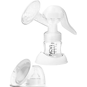 NCVI Manual Breast Pump with Milk Bottle,Portable Breastfeeding Pumps 5oz, BPA Free Soft Food Grade Silicone Powerful Suction