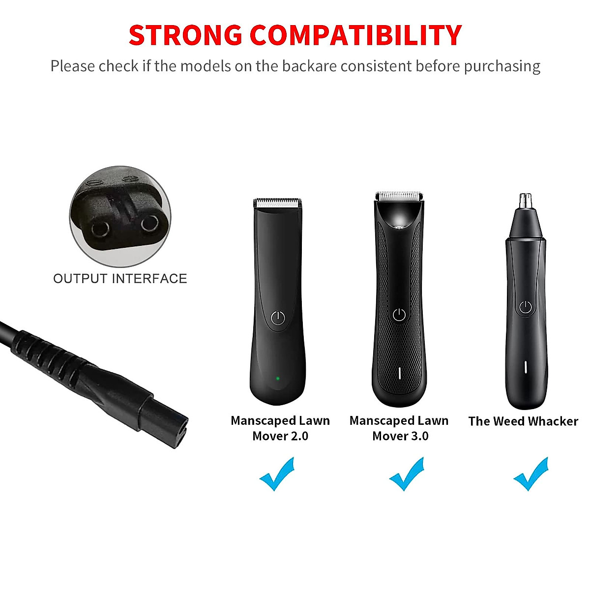 MEROM Charging Dock Power Adapter Cord Compatible with Manscaped The Lawn Mower 3.0 2.0 The Weed Whacker Electric Groin Hair Trimmer, Stand Charging Base for Lawn Mover Male Hygiene Clippers Razor