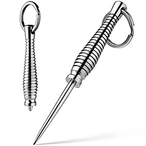 Father's Day Gift, FEGVE Titanium Ice Picks for Breaking Ice, Solid Tea Knife Needle, Small EDC Multitool for Outdoor Camping (Silver)