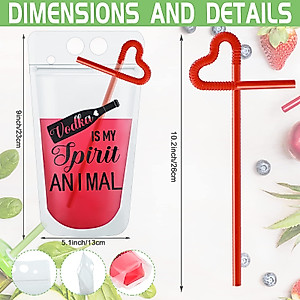 90 Pcs Drink Pouches with Straws for Adults, Clear Plastic Reusable Drink Bags Juice Pouches with Zipper Party Beverage Bags for Adults Teen Party Favor, 15 Styles