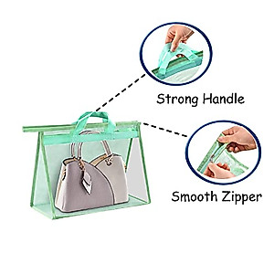 Quoyiyo Clear Tote Bag Organizer Dust Cover Organizer Transparent Handbag Organizer Organizer Organizer with Reinforced Handle and Zipper, Tote Bag Organizer (lGreen - 8 Pack)