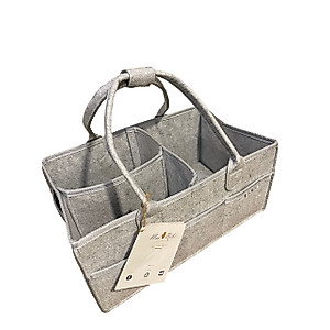 Maa and Bebe Diaper Caddy Organizer – portable storage basket – diaper holder made with handles – easy to carry (Grey)