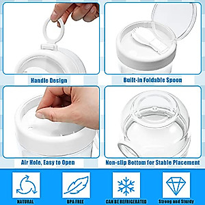 4 Pcs Overnight Oats Container with Lids and Spoons, 20 oz Plastic Overnight Oats Jars Large Capacity Airtight Yogurt Container for Milk, Fruit, Cereal and Salad Storage (White)