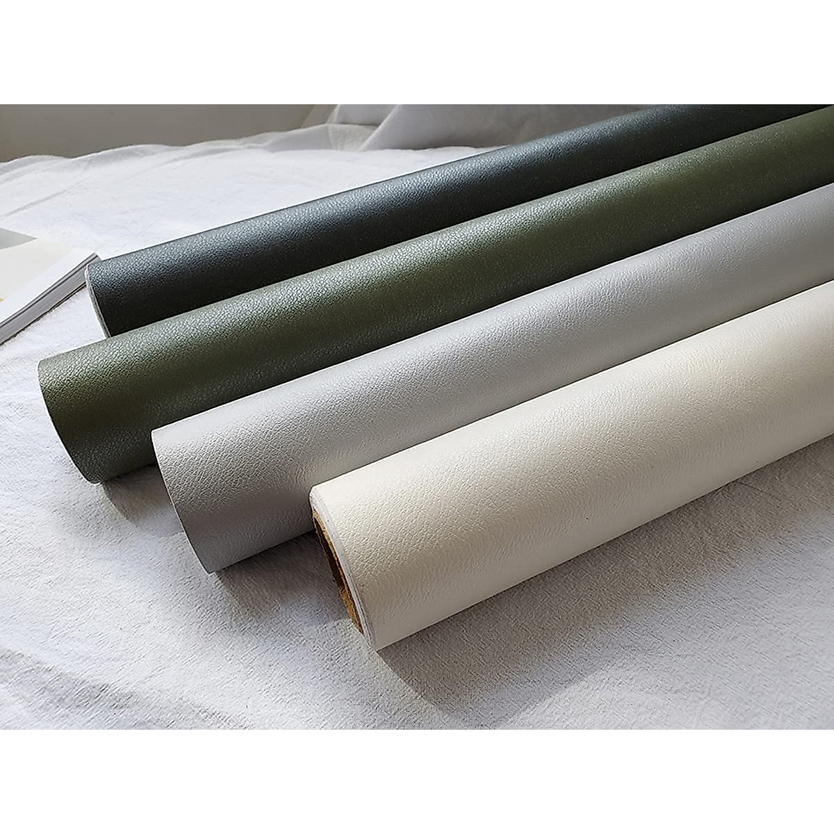 Self Adhesive Vinyl Decorative Leather Shelf Liner Contact Paper for Cabinets Dresser Drawer Furniture Walls Crafts (Grey, 15.7X117 Inches)