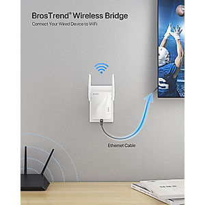 BrosTrend Dual Band 1200Mbps WiFi Bridge, Convert Your Wired Device to Wireless Network, Works with Any Ethernet-Enabled Devices, WiFi to Ethernet Adapter with Standard RJ45 LAN Port, Easy Setup