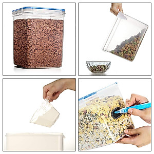 Food Storage Containers - Hangoes Cereal & Dry Airtight Plastic Containers, Set of 8 Kitchen Containers 175.9 Oz/ 54.1 Oz with 1 Measuring Cup & 20 Chalkboard Labels & 1 Liquid Chalk Marker