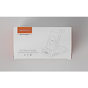 SwanScout Charging Station for Samsung S24 Ultra, SwanScout 703S, Wireless Charger for Samsung S24+/S24/S23 Ultra/S23/S22/Note 20, Galaxy Watch 6/6 Classic/5/4, Galaxy Buds 2 Pro/Pro (for Travel)
