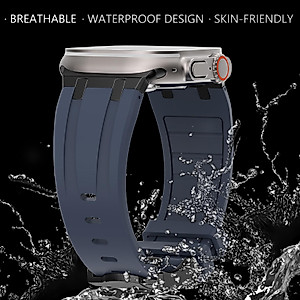 NewWays for Apple Watch Ultra Band 49mm 45mm 44mm 42mm for Men, AP Wide Sport Liquid Silicone Rubber Band with Stainless Steel Adapter for Apple Watch Band for iWatch Series 8 7 6 5 SE Ultra Luxury