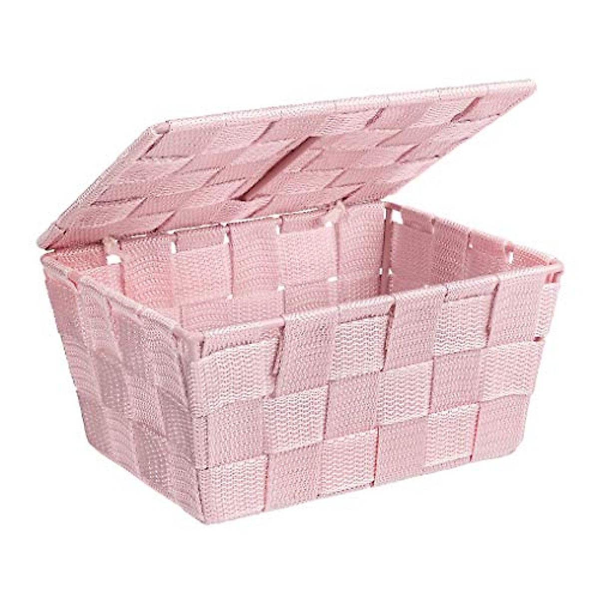 WENKO Storage Basket Adria with lid in Pink, PP, 19 x 14 x 10 cm