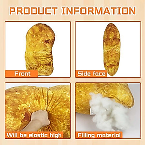 25.6in Simulation Chicken Nuggets Plush Pillow Cushion Funny Big Chicken Block Plush Pillow to Children Adult Girlfriend's Best Gift