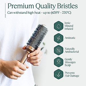 Professional Round Brush for Blow Drying 1.7 Inch – 25% Faster Dry Time - Ceramic Ionic Brush for Precise Styling & Volume – Hairbrush Adds Wave & Enhances Shine for Men & Women