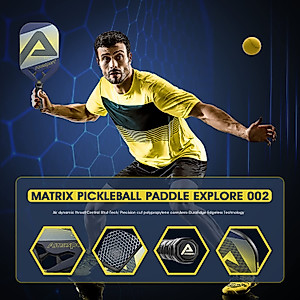 Matrix Pickleball Paddle Explore 003 - Graphite Textured Surface - Diamond Cutting Air Dynamic Throat Pickleball Elongated Rackets with Large Sweet Spot, More Power & Reach