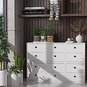 FUSUNBAO Magic DIY Cube Storage Organizer Stackable Cubles for Home Books Clothes Toy -Modular Cubby Storage System -Office Cubical -Bookcase Closet Wine Rack Cabinet (Pure White-Washed, Drawer Cube)