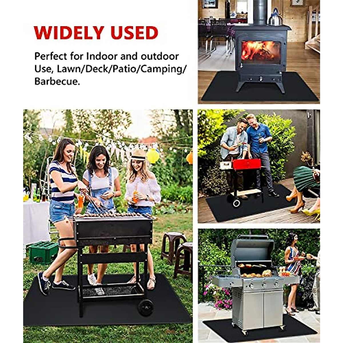 Protebox 48 x 30 inch Under Grill Mats for Outdoor Grill, Double-Sided Fireproof Deck and Patio Protector Mat, BBQ Mat for Under BBQ, Waterproof Oil-Proof Grill Floor Pads Fire Pit Mat Fireplace Mat