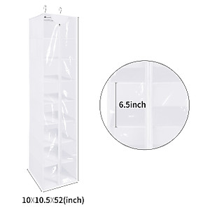 Libeder Hanging Closet Organizer, 8-Shelf Wardrobe Clothes Storage Organizer with Zipper,Hanging Shelves for Sweater,Shoes,Purse,Hats,White