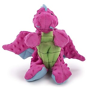 goDog Bubble Plush Dragons Squeaky Dog Toy, Chew Guard Technology - Pink, Large