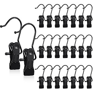 Boot Hanger for Closet, Laundry Hooks with Clips, Boot Holder, Hanging Clips, Portable Multifunctional Hangers Single Clip Space Saving for Jeans, Hats, Tall Boots, Towels (Black,20 Pieces)