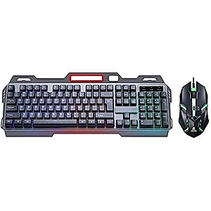 YXHS RGB Gaming Keyboard and Backlit Mouse Combo,USB Wired Backlit Keyboard,LED Gaming Keyboard Mouse Set for Laptop PC Computer Game and Work
