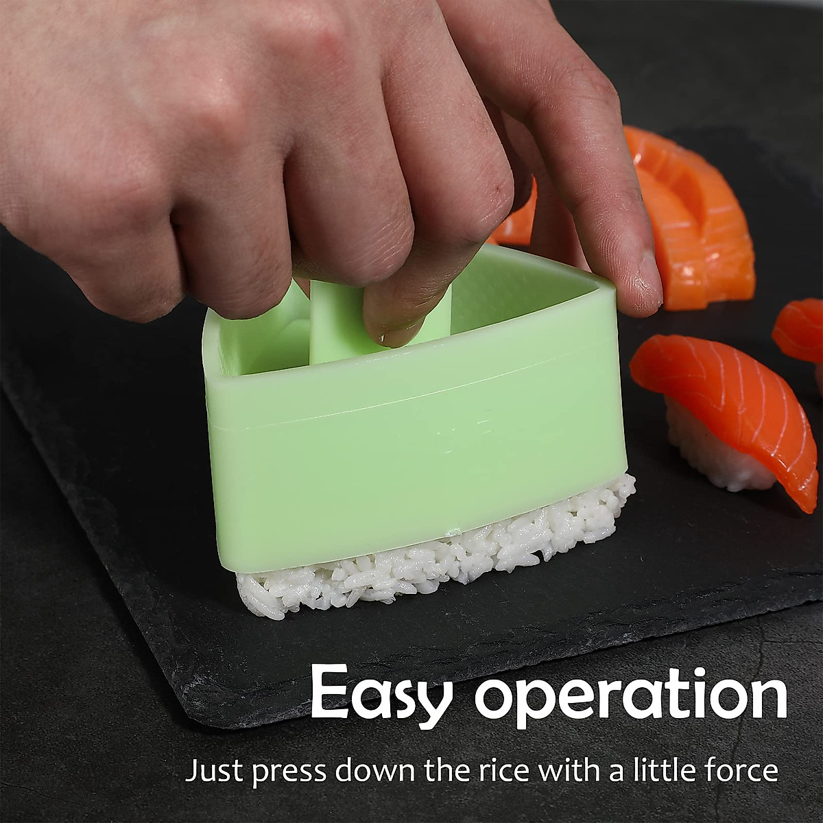UPKOCH Triangle Sushi Mold, Rice Ball Maker, Non-stick Onigiri Press, Sushi Mold Maker, Light Green