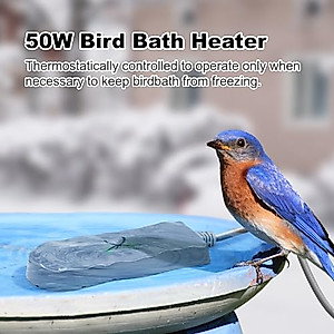 GESAIL Birdbath Deicer, Waterproof Birdbath Heater for Outdoor in Winter with Thermostatically Controlled, Constructed of Cast Aluminum Immersion Deicer for Garden Patio Yard and Lawn, 50 Watt, Grey