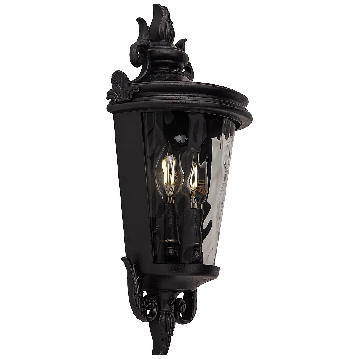 John Timberland Casa Marseille European Outdoor Wall Light Fixture Textured Black Scroll 17" Clear Hammered Glass for Exterior House Porch Patio Outside Deck Garage Yard Front Door Garden Home