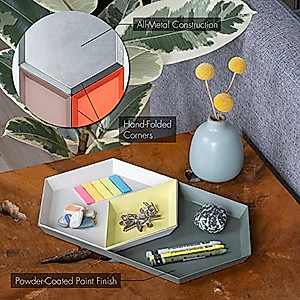 LINE+ARC ModTrays (Taro & Fig) Metal Stacking Decorative Trays for Coffee Table, Nesting, Geometric, Modern, catchall for Vanity, Jewelry, Ottoman, Housewarming