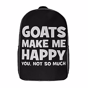 Goats Make ME Happy Travel Backpack Casual 17 Inch Large Daypack Shoulder Bag with Adjustable Shoulder Straps