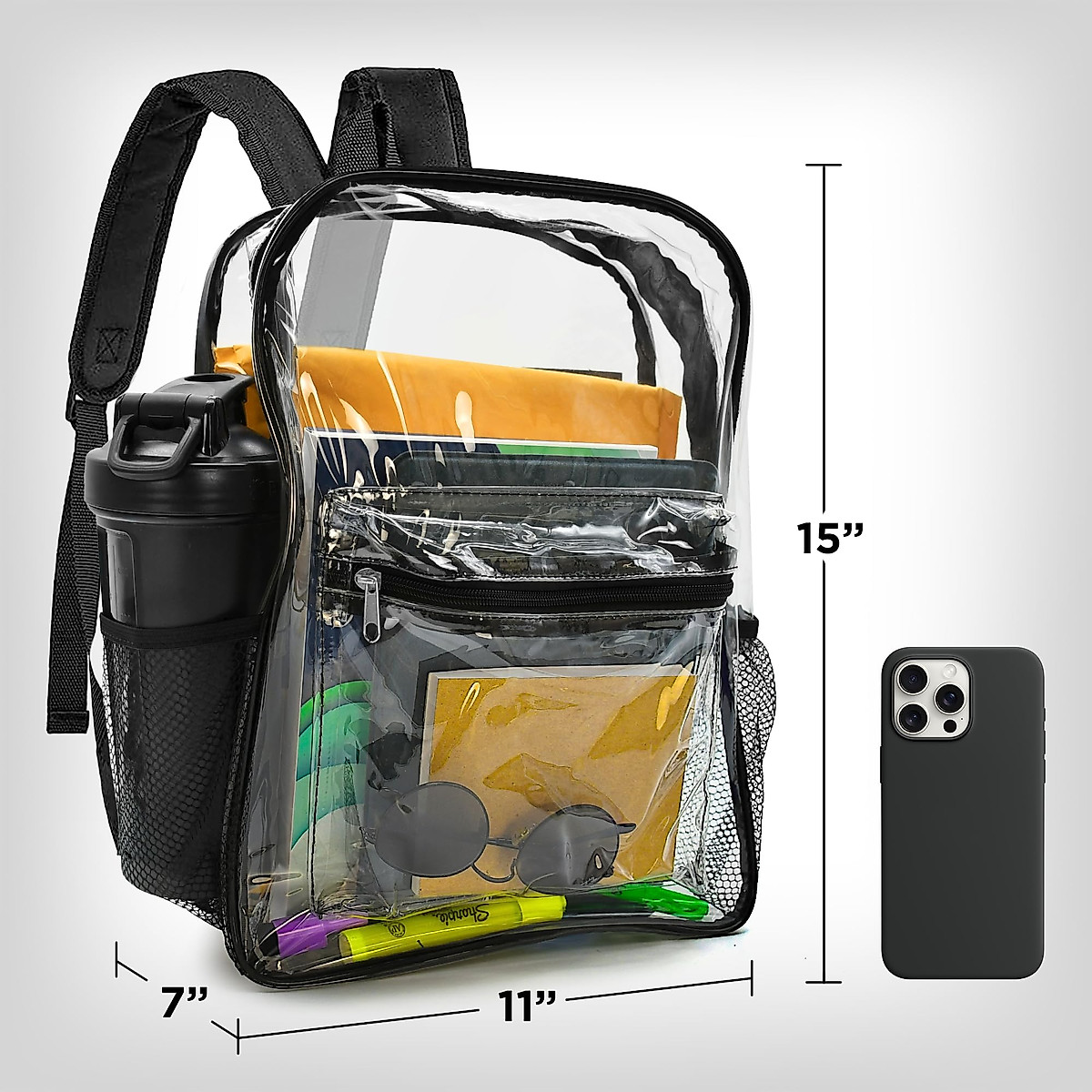 Guard Dog Security Clear Bag - Transparent Backpack for Sports Event and Concerts, 15 x 11 x 5 inches, Small