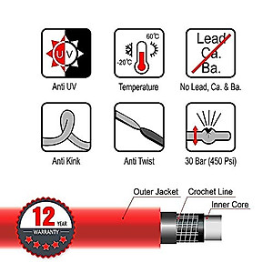 Solution4Patio Homes Garden 5/8 in. x 4 ft. Short Garden Hose Red Lead-in Hose Male/Female, No Leaking, Solid Brass Fitting for Water Softener, Dehumidifier, Vehicle Water Filter 12 Year Warranty