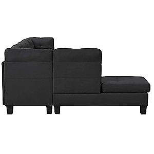 Casa Andrea Milano Modern Sectional Sofa L Shaped Couch with Reversible Chaise, Large Living Room Furniture, Black
