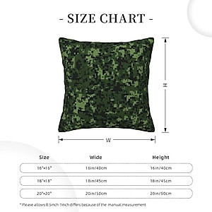 AdaNti Green Army Digital Camouflage Print Corduroy Throw Pillow Covers Soft Square Throw Pillow Case Home Decorations for Bed Sofa Living Room 16"x16"
