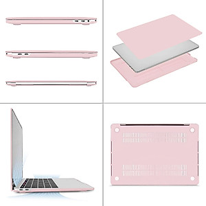MOSISO Compatible with MacBook Pro 13 inch Case 2023, 2022, 2021-2016 M2 M1 A2338 A2251 A2289 A2159 A1989 A1708 A1706, Plastic Hard Shell Case & Keyboard Cover Skin & Webcam Cover, Rose Quartz