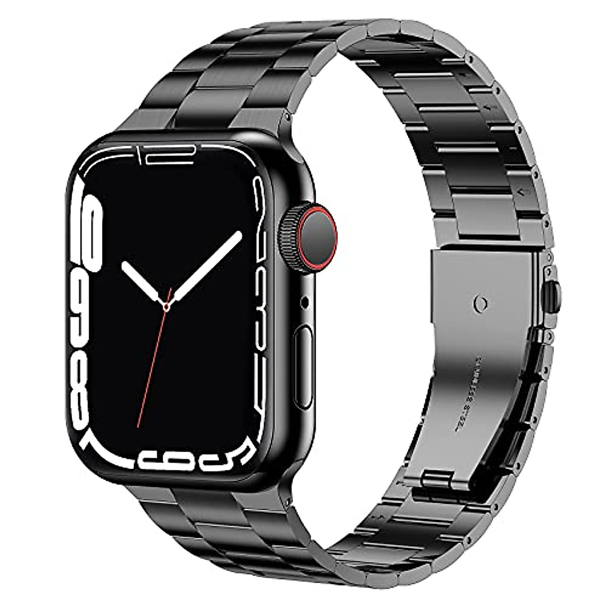 iiteeology Compatible with Apple Watch Band 42mm 44mm 45mm 49mm, Upgraded Solid Business Stainless Steel Band for Apple iWatch Ultra SE Series 8 7 6 5 4, Black