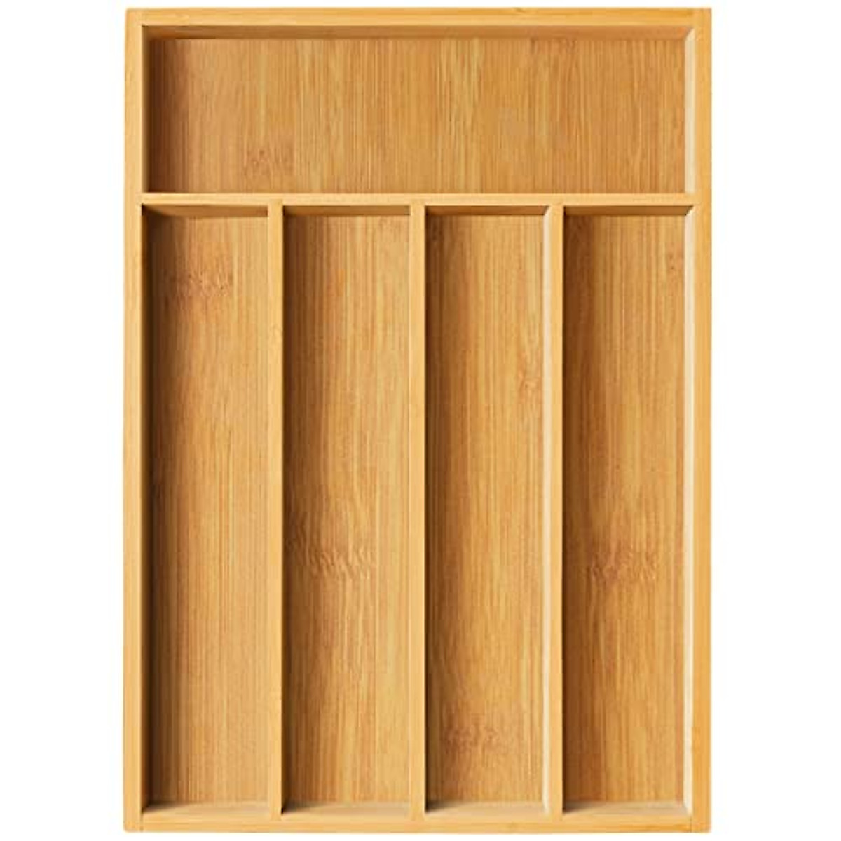 FURNINXS Kitchen Drawer Organizer Wooden Silverware Utensil Tray Holder with 5 Small Narrow Compartments for Cutlery Spoons Forks Knives Storage