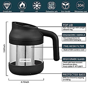 SIXAQUAE Cold Brew Coffee Maker Stainless Steel Strainer Large,Durable Iced Coffee Maker Cold Brew Pitcher,Dishwasher Safe 38 Oz Iced Tea Maker