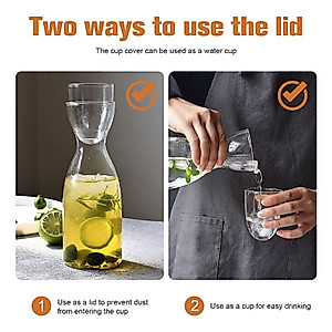 22 OZ Bedside Water Carafe with Cup Glass Pitcher Set, Mouthwash Dispenser for Bathroom Bedroom Nightstand(Clear)