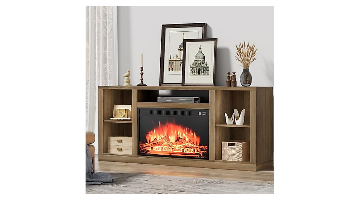 Shop YESHOMY Electric Fireplace TV Stand for 65+ TVs
