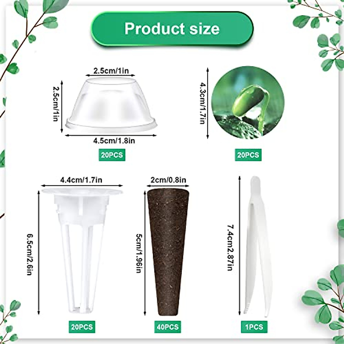 101pcs Seed Pod Kit, Grow Anything Kit Hydroponic Seed Kit Hydroponics Garden Accessories with 20 Grow Baskets, 20 Transparent Insulation Lids, 40 Grow Sponges, 20 Plant Labels