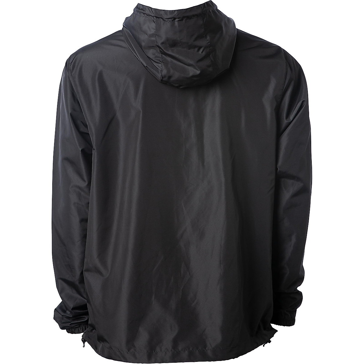 Global Blank Men's Lightweight Windproof Water Resistant Windbreaker Packable Jacket Shell with Hood, Black, Large