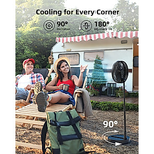 12” Battery Powered Table Fan, 10800mAh Foldaway Fan with Remote Control Night Light Timer, Portable Oscillating Fan for Home, Camping, Travel, Hurricane