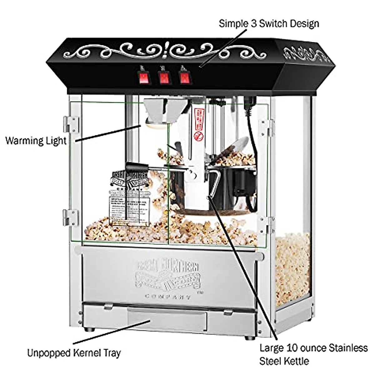 Great Northern 10 oz Perfect Popper Countertop Style Popcorn Machine Black