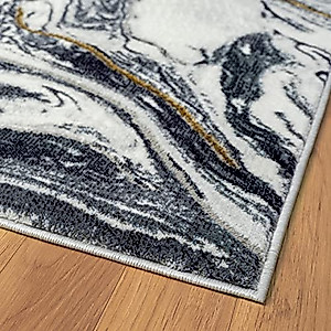 LUXE WEAVERS Francesca Collection 2180 Blue 5x7 Marble Abstract Area Rug