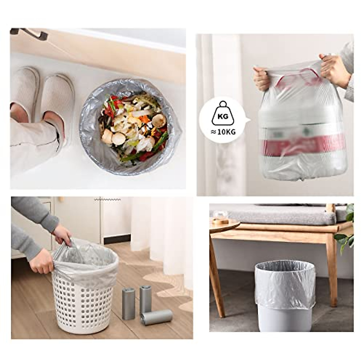 4 Gallon Bathroom Trash Bags ,6 Rolls 120pcs Small Trash Garbage Bags, Disposable Trash Bags for Office, Bathroom Wastebasket Waste Bin (Silver 120 Count)